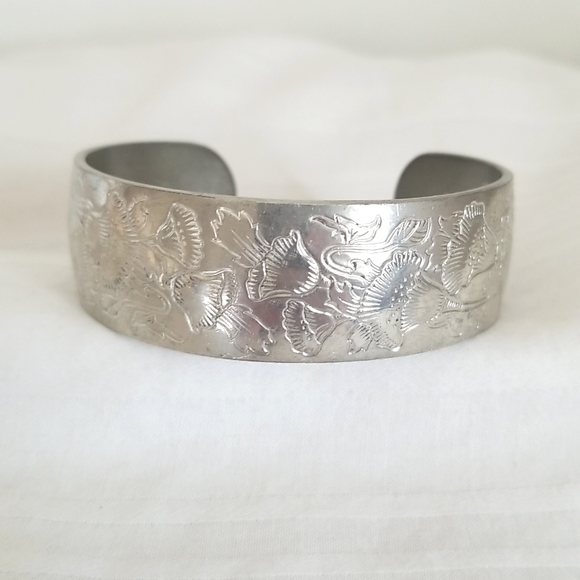Kirk Stieff | Jewelry | Vintage Kirk Stieff Floral Pewter Cuff Bracelet ...